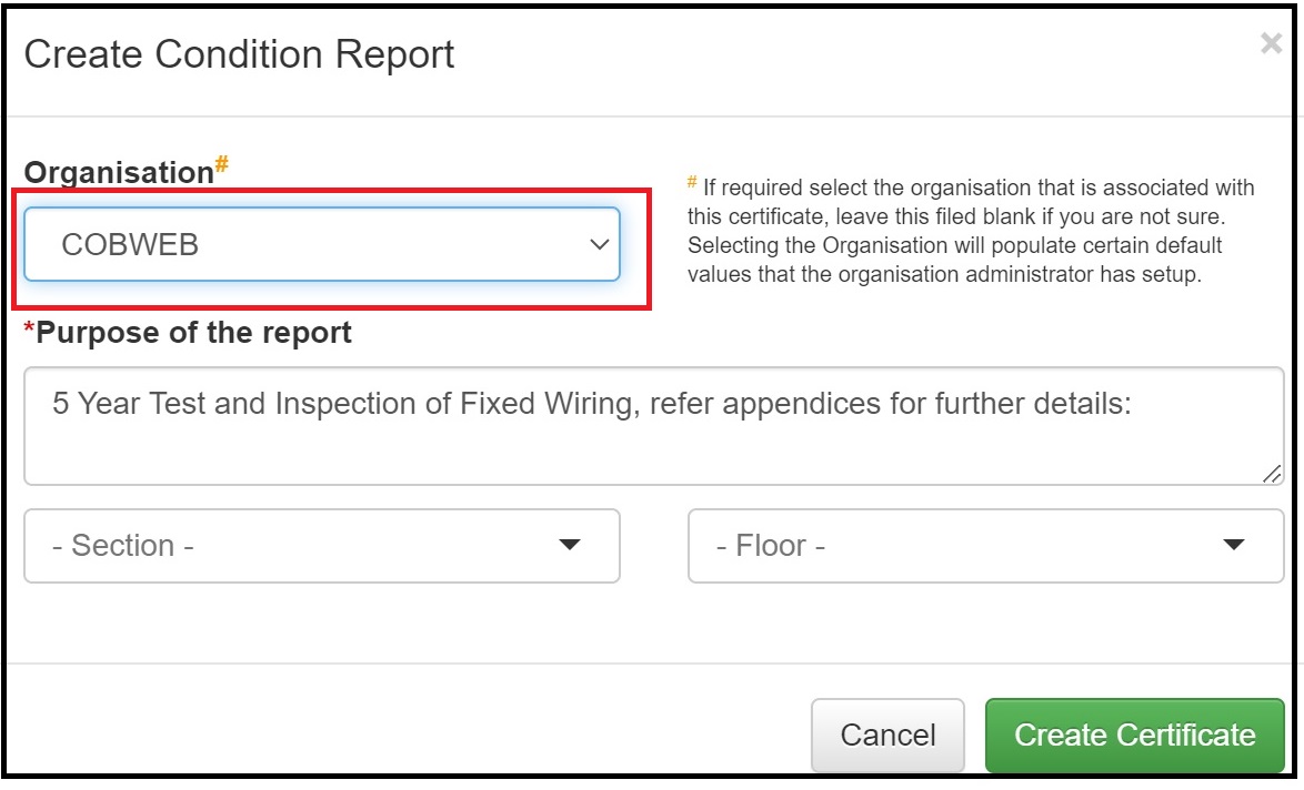 Add and edit default text for Condition Reports using organisation ...