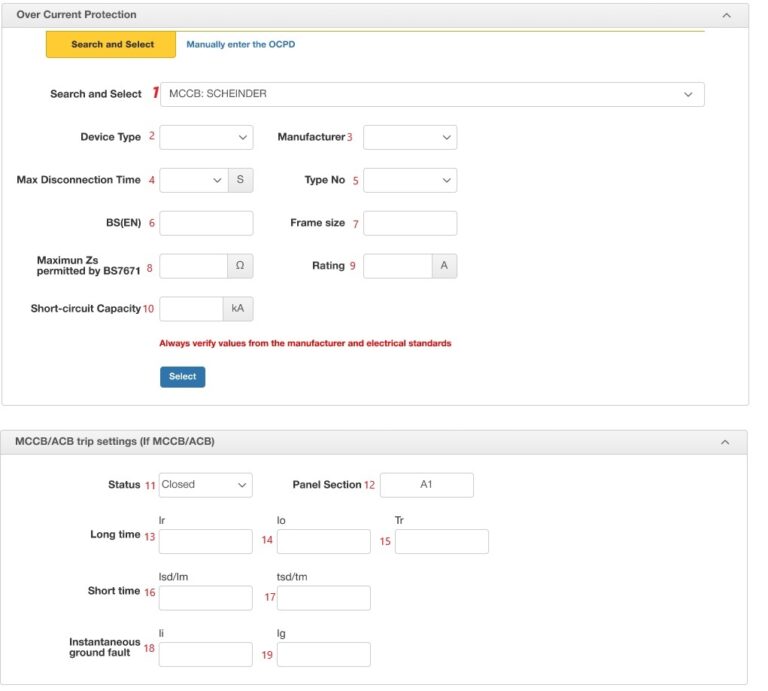Zs VALUES FOR MCCB’S – EDIS