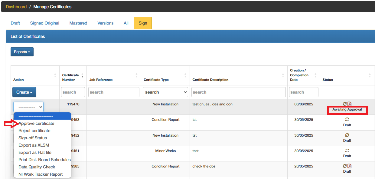 NEW INSTALLATION CERIFICATE SIGN OFF PROCESS STEPS – EDIS